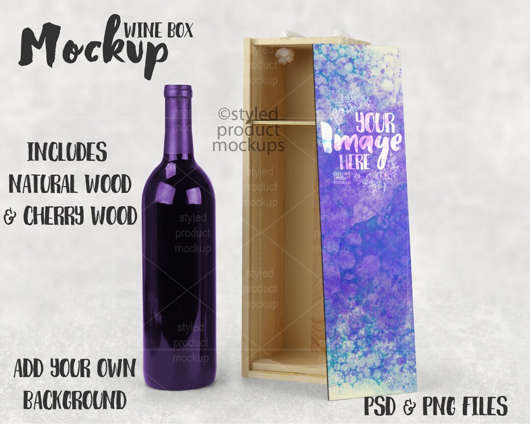 Dye Sublimation Natural Wood Wine Box Mockup Template | Add Your Own ...