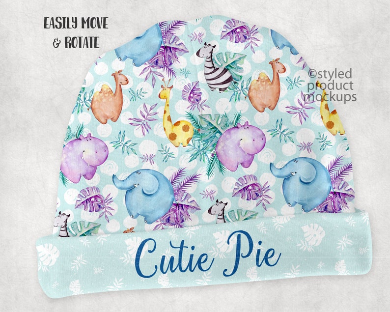 Dye Sublimation Infant Beanie Hat With Folded Rim Mockup Add - Etsy