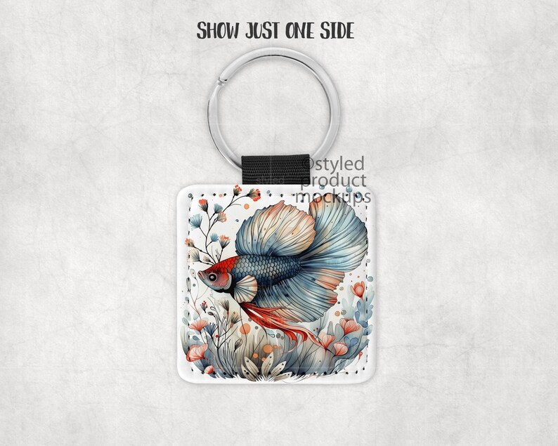 Dye Sublimation Square PU Leather Keychain Mockup Double Sided | Add ...