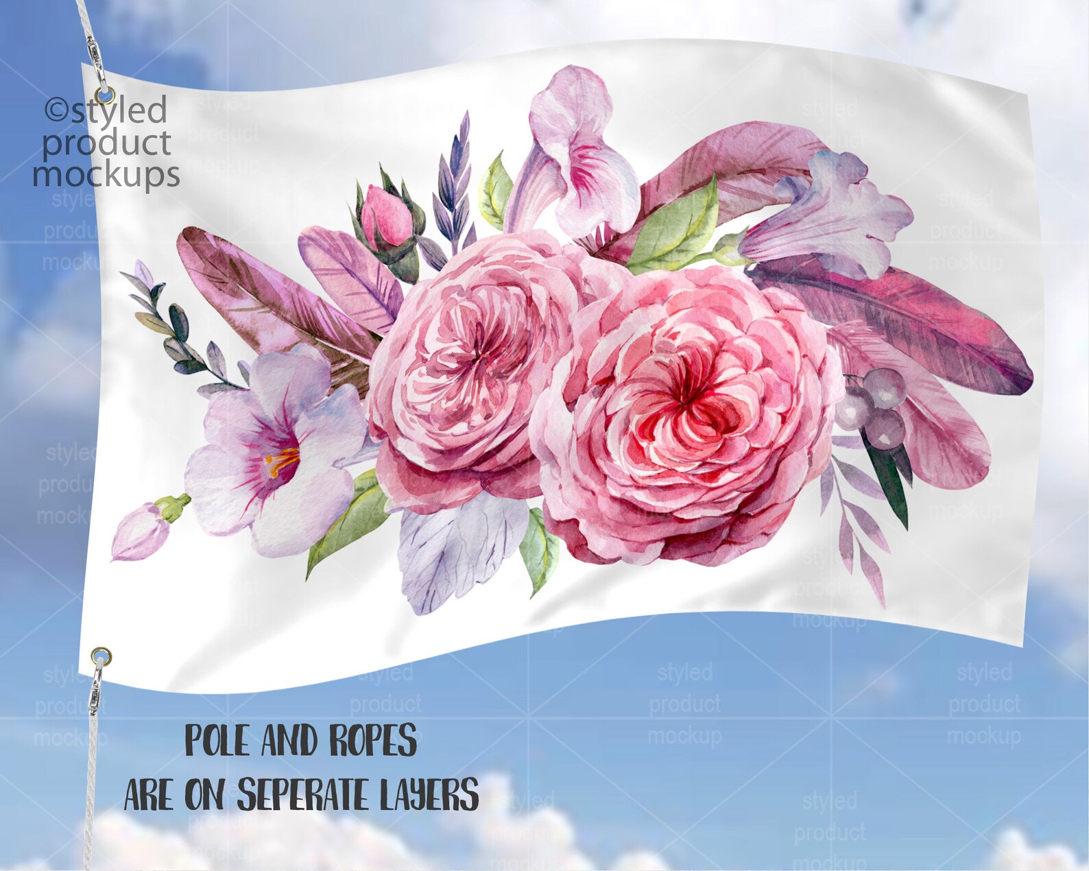 Dye sublimation large flag on pole Mockup Add your own image | Etsy