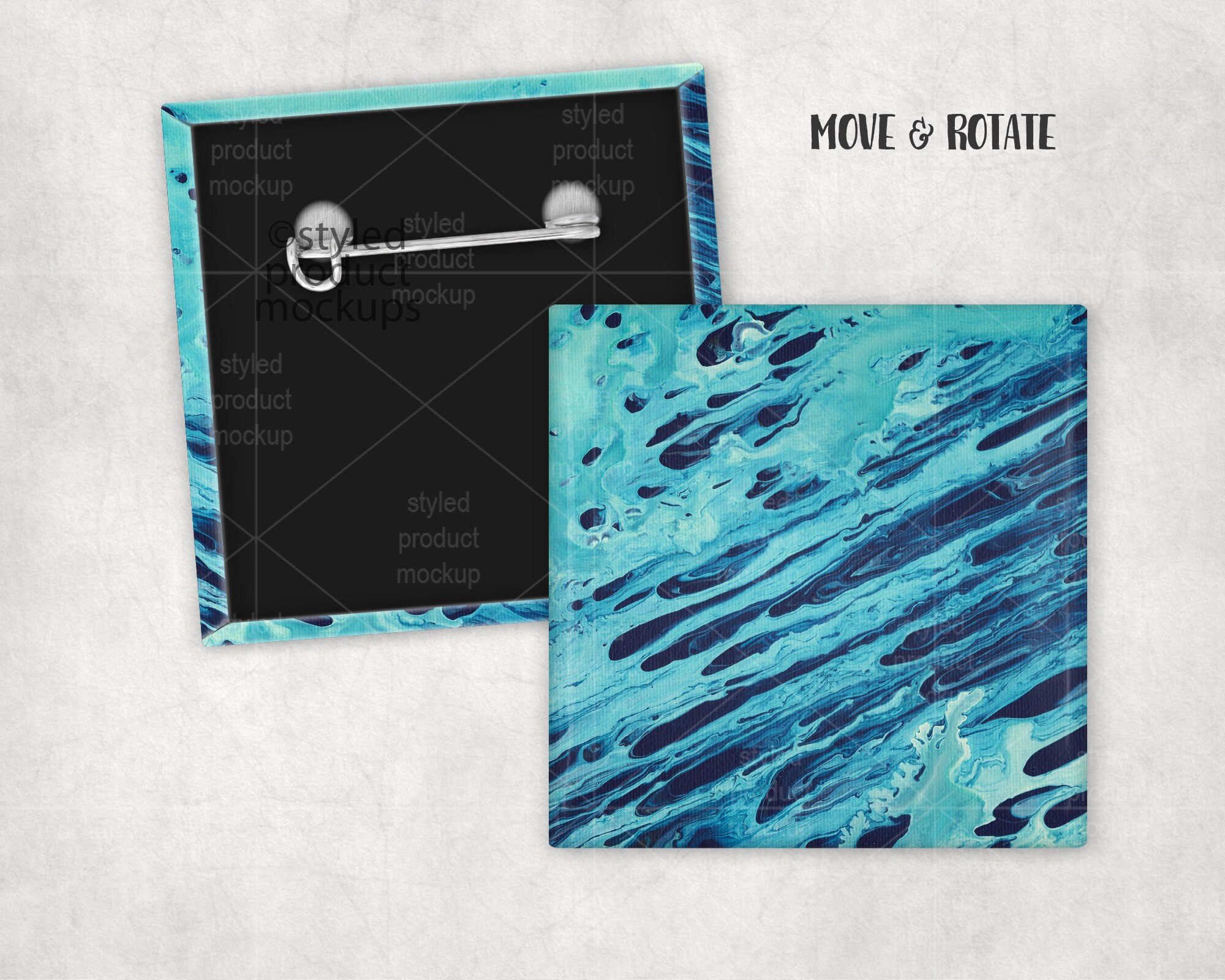 Black backed square pinback button mockup Add your own image | Etsy