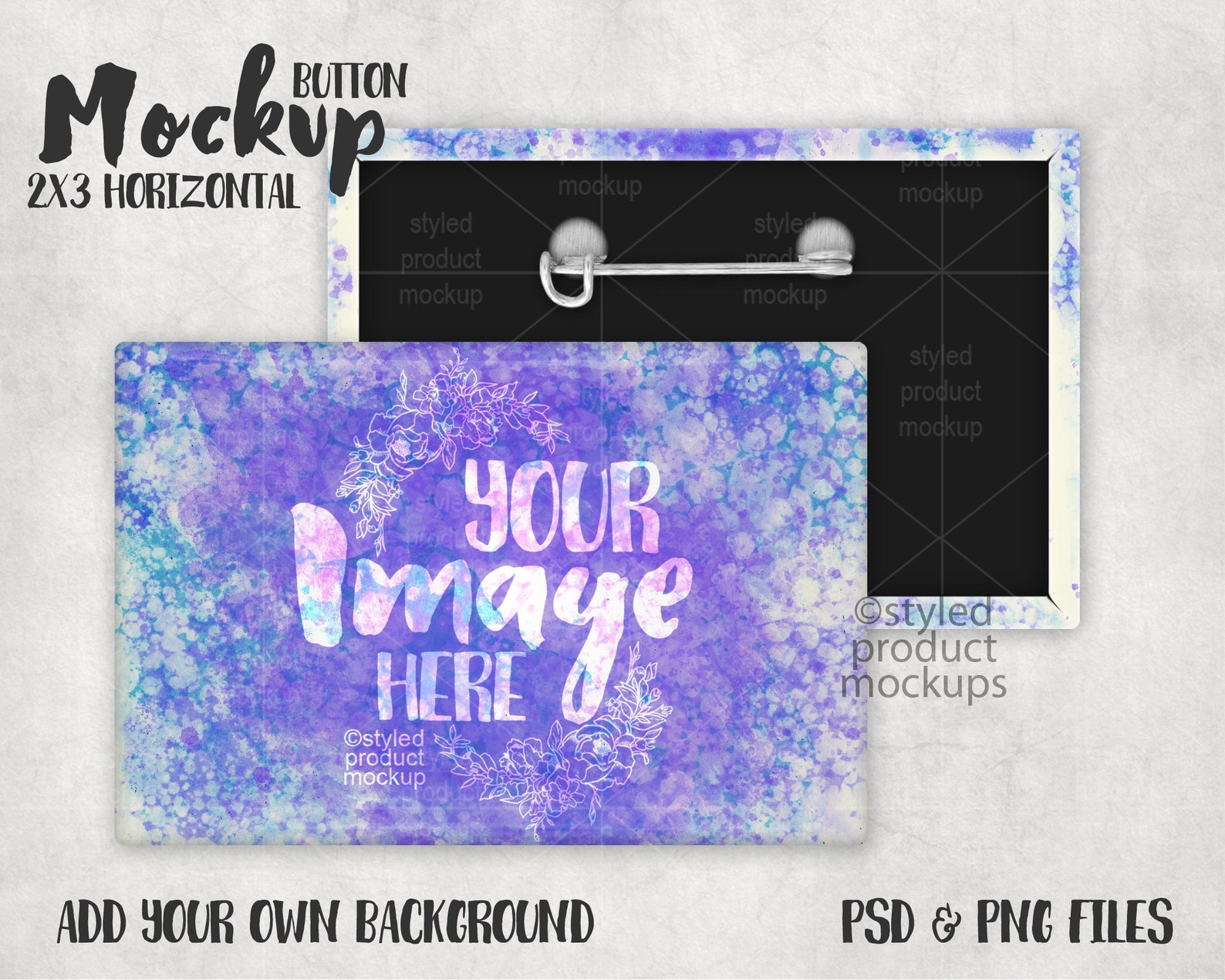 Rectangle Shaped 2X3 Inch Horizontal Pinback Button Mockup - Etsy