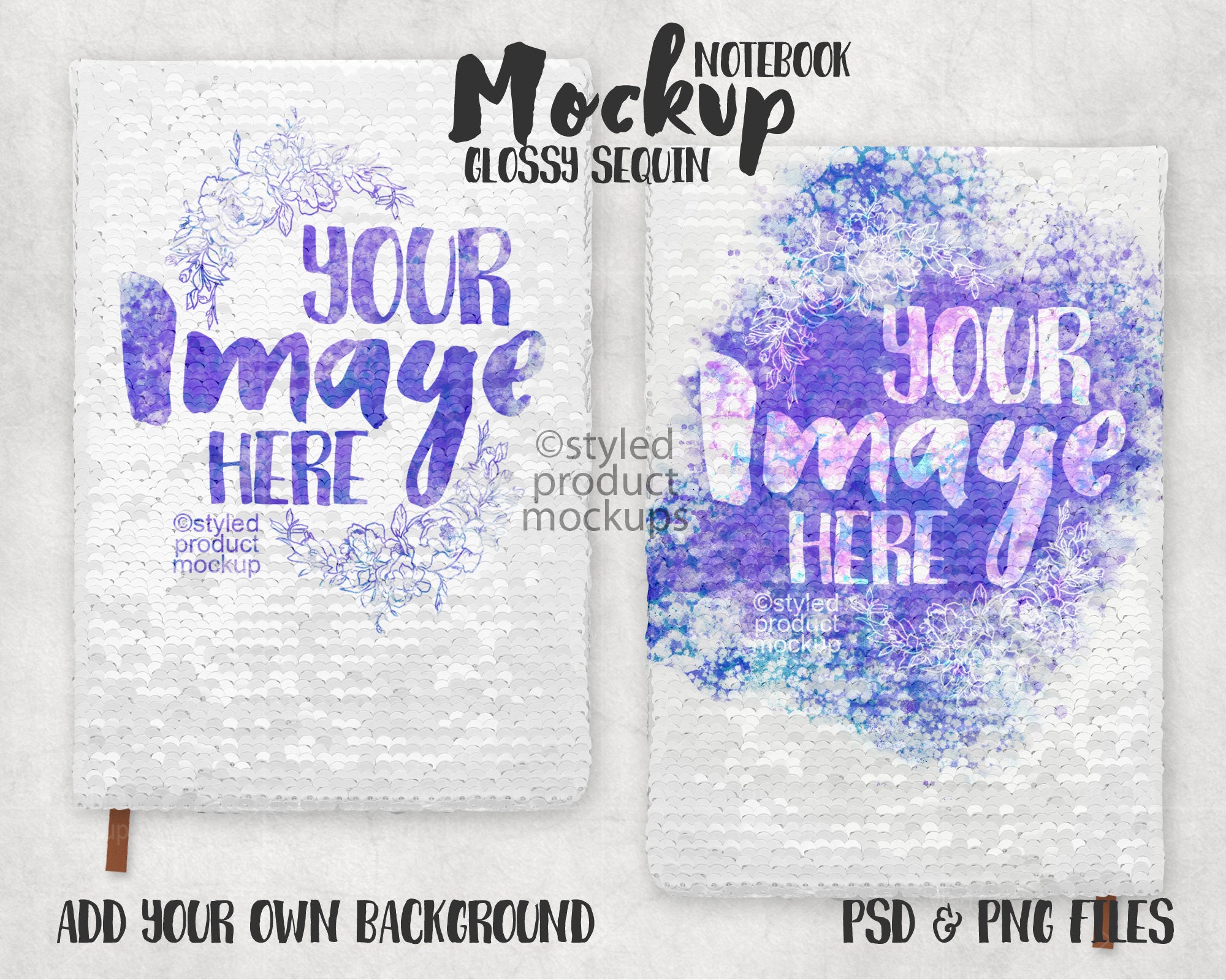 Dye Sublimation Glossy Sequin Notebook Mockup Add Your Own - Etsy