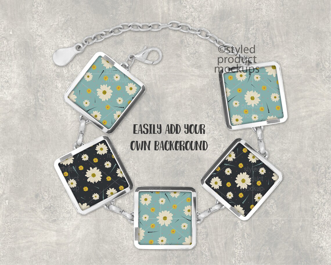 Dye Sublimation Square Panel Charm Bracelet Mockup Add Your - Etsy