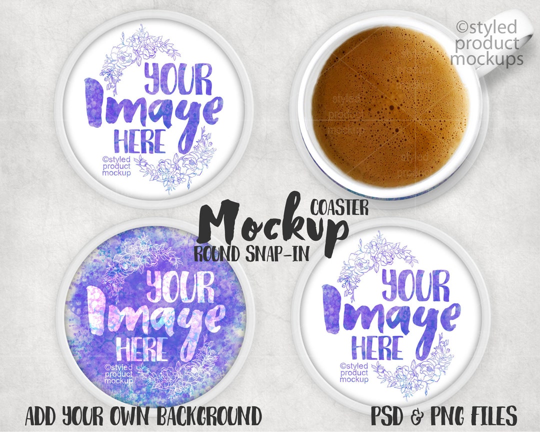 Round Acrylic Snap in Photo Insert Coaster Mockup | Add Your Own Image ...