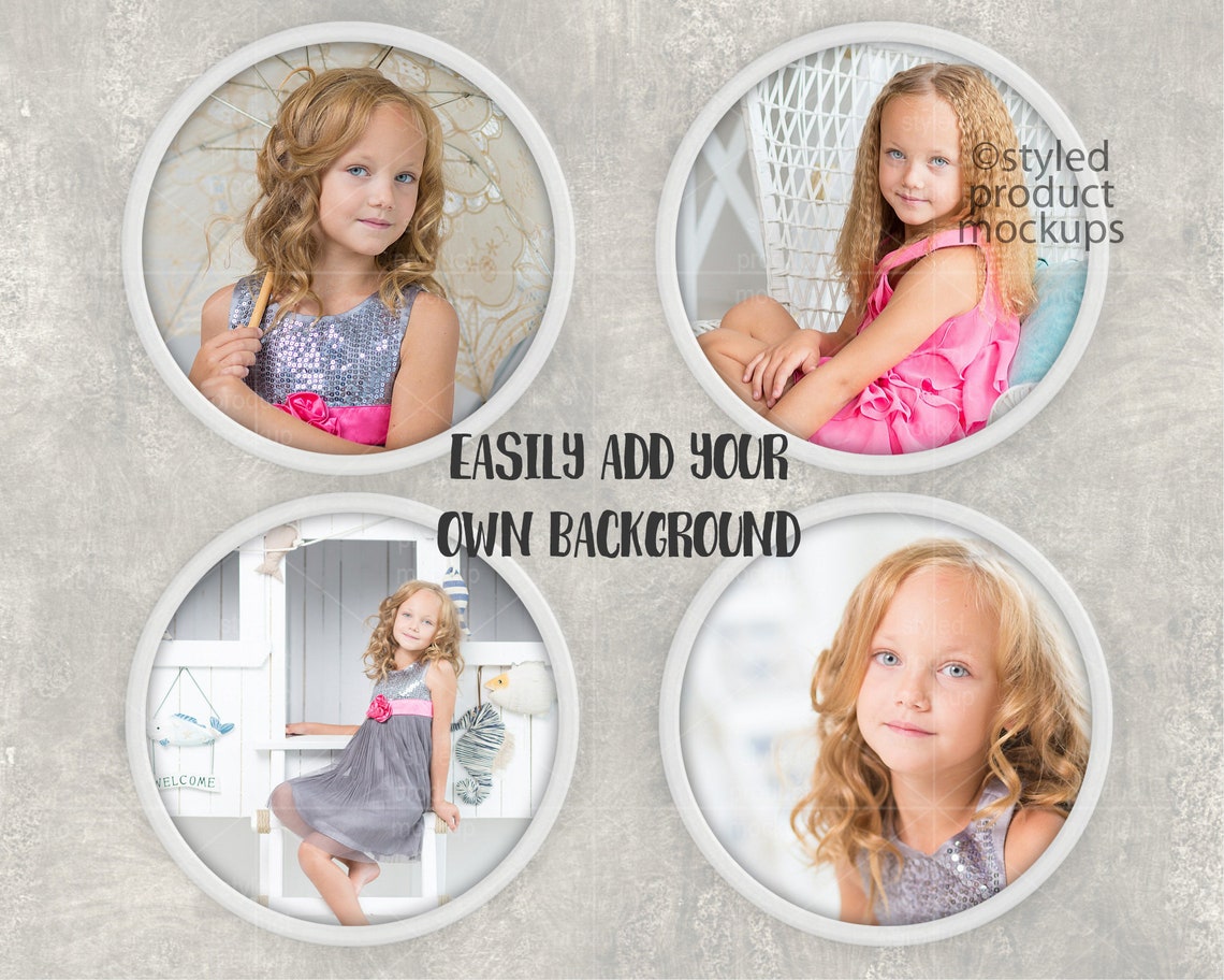 Round Acrylic Snap in Photo Insert Coaster Mockup Add Your - Etsy