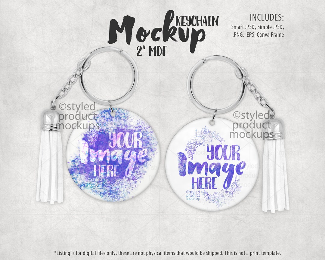 Dye Sublimation MDF Round Keychain With Tassel Mockup | Add Your Own ...