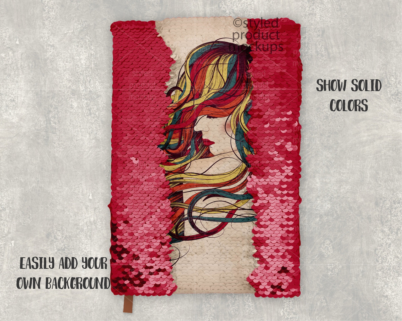 Dye Sublimation Sequin Notebook Mockup Add Your Own Image | Etsy