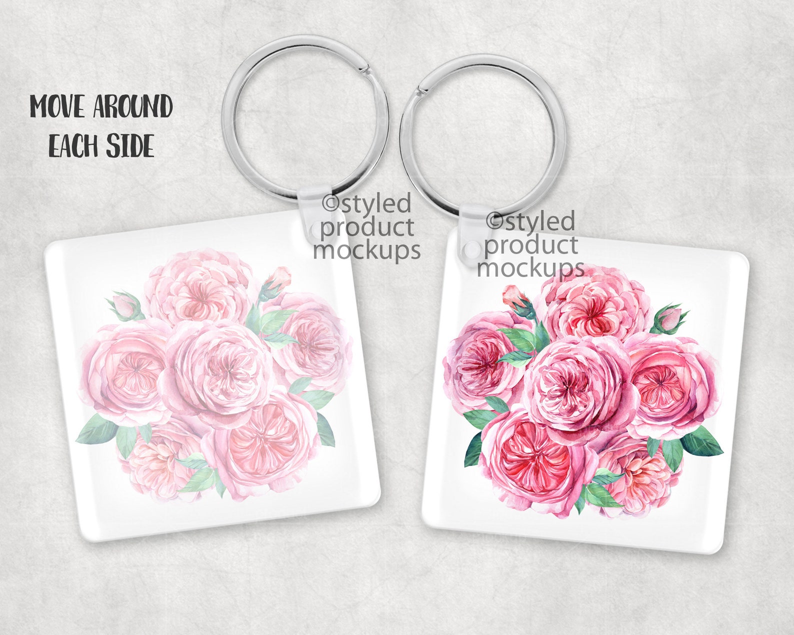 Dye Sublimation Square Acrylic Keychain Mockup | Add Your Own Image and ...