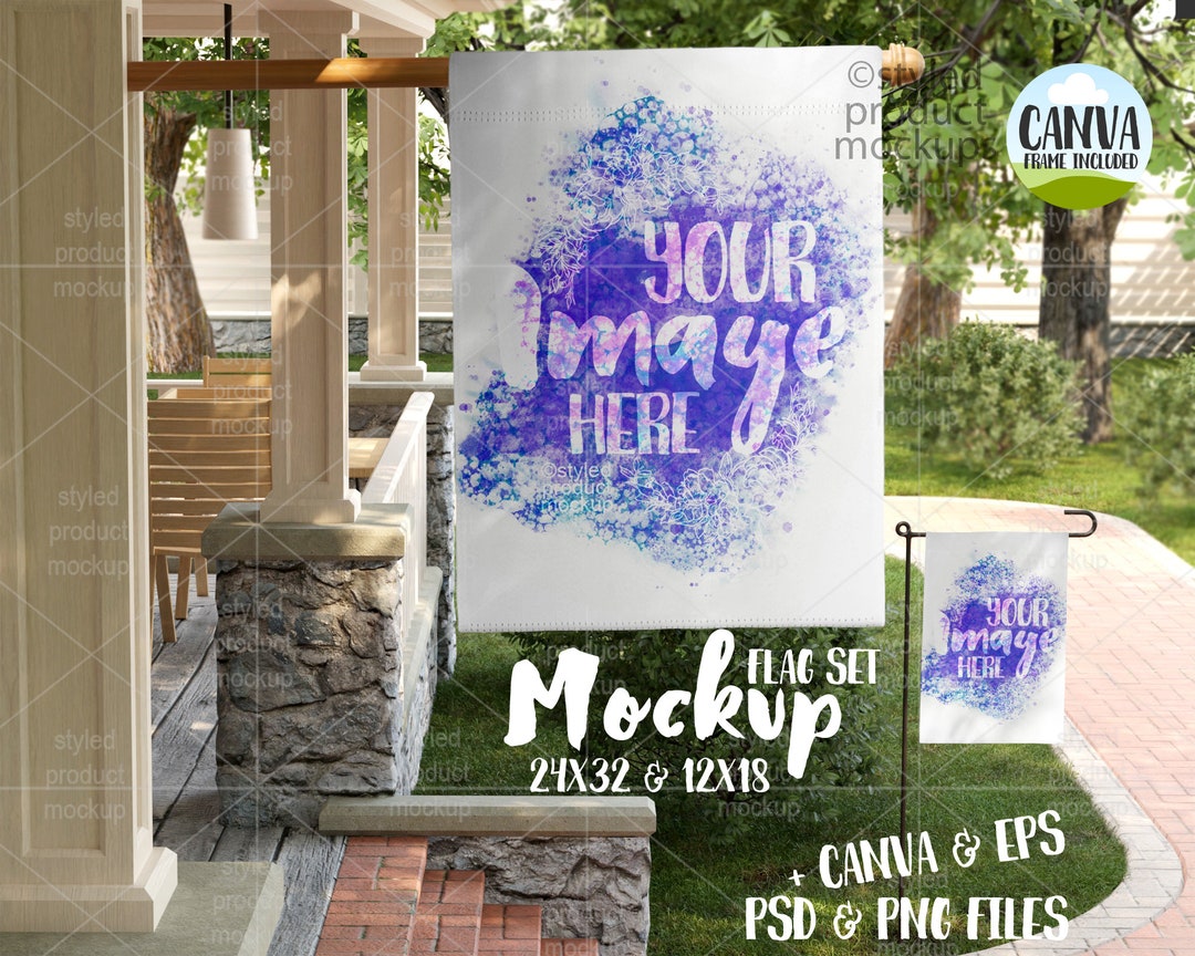 Dye Sublimation House Flag and Garden Flag Set Mockup Add - Etsy