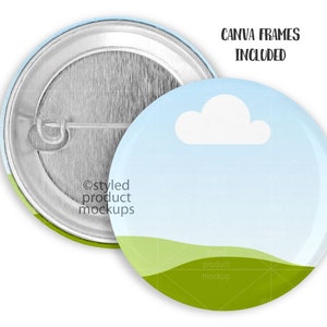Round Pinback Button Mockup Add Your Own Image and Background Canva ...