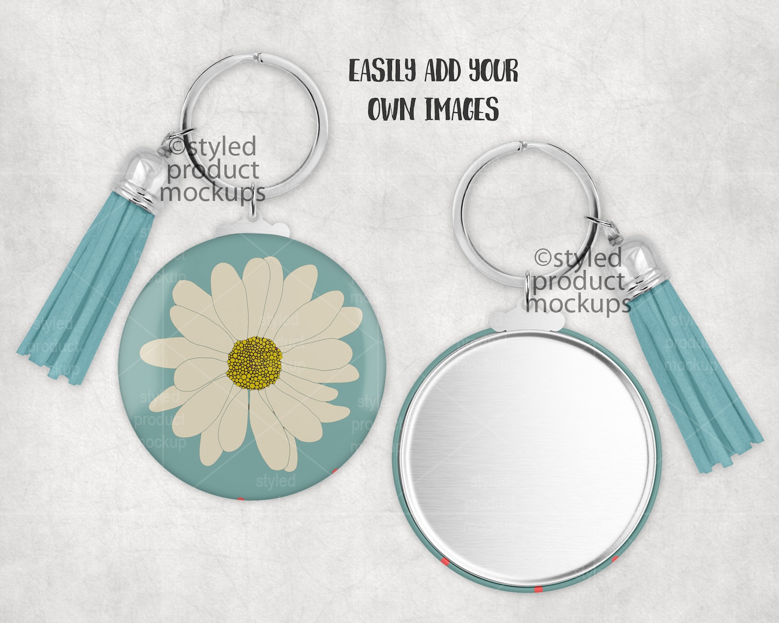 Button Keyring With Tab and Optional Tassel Mockup Add Your - Etsy