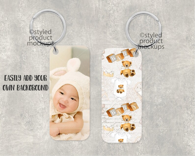 Dye Sublimation Rectangle 4106 Keychain Mockup Template Add - Etsy
