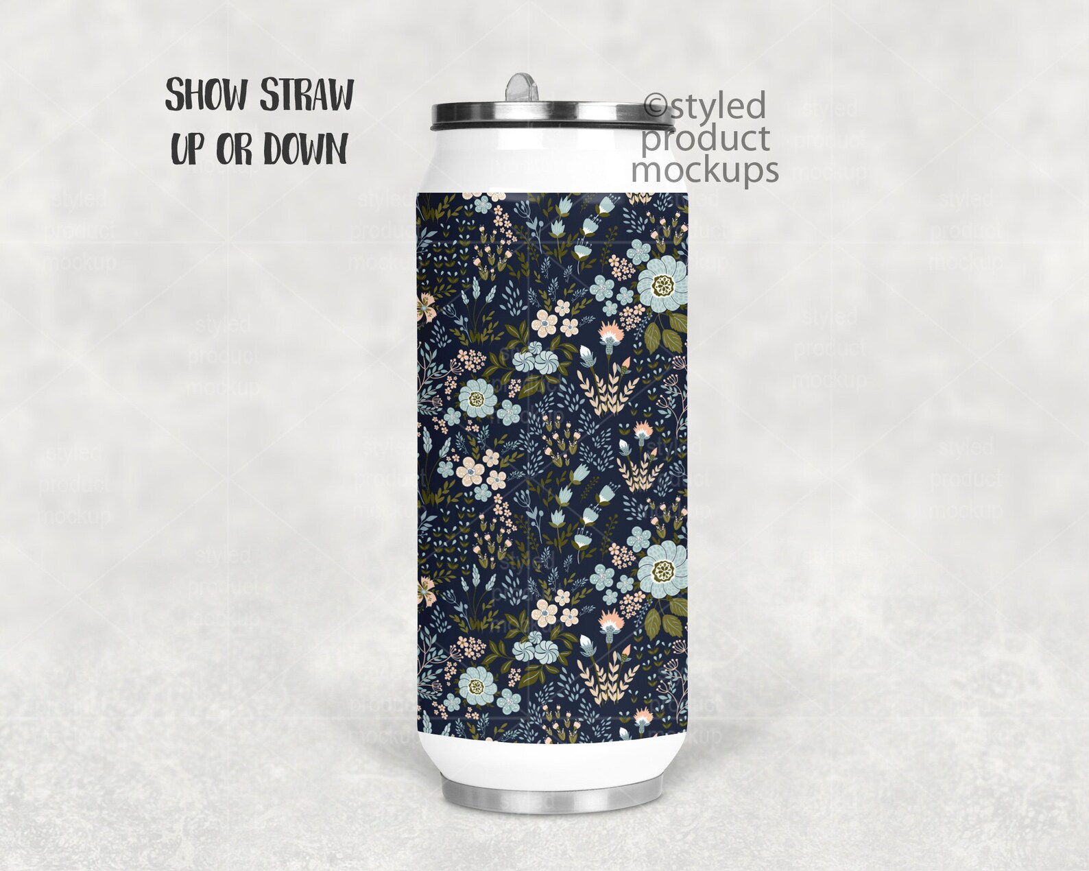 Dye Sublimation Can Shaped Bottle With Straw Mockup Add Your - Etsy