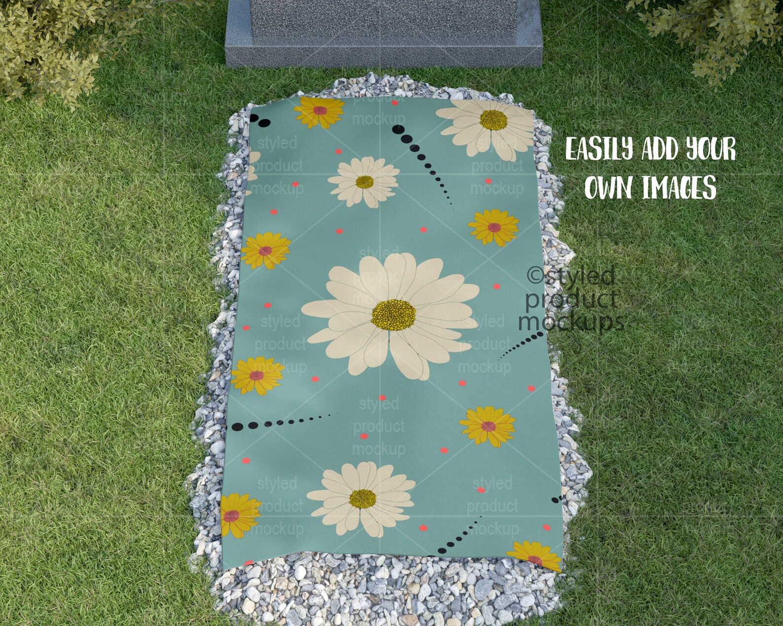 Dye Sublimation Memorial Grave Cover Blanket Mockup | Add Your Own ...