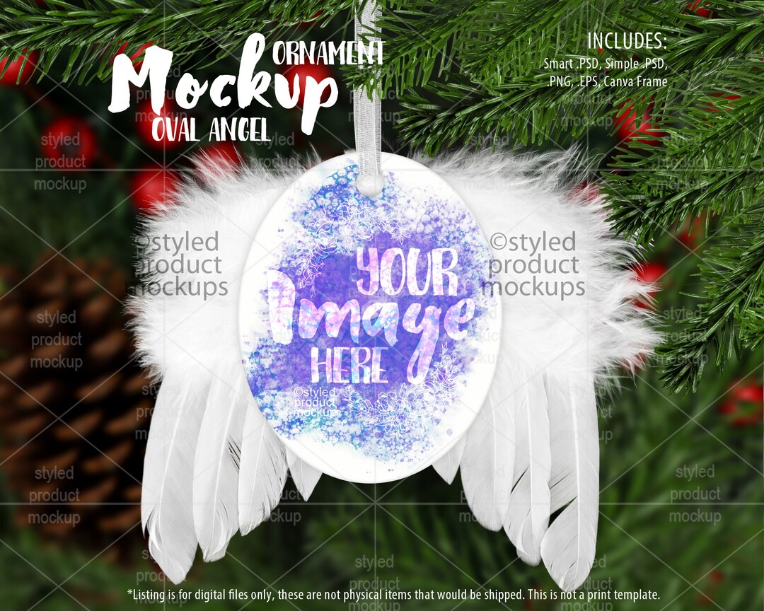 Angel Wing Ornament Mockup: Dye Sublimation (PSD, Canva, PNG) - Etsy