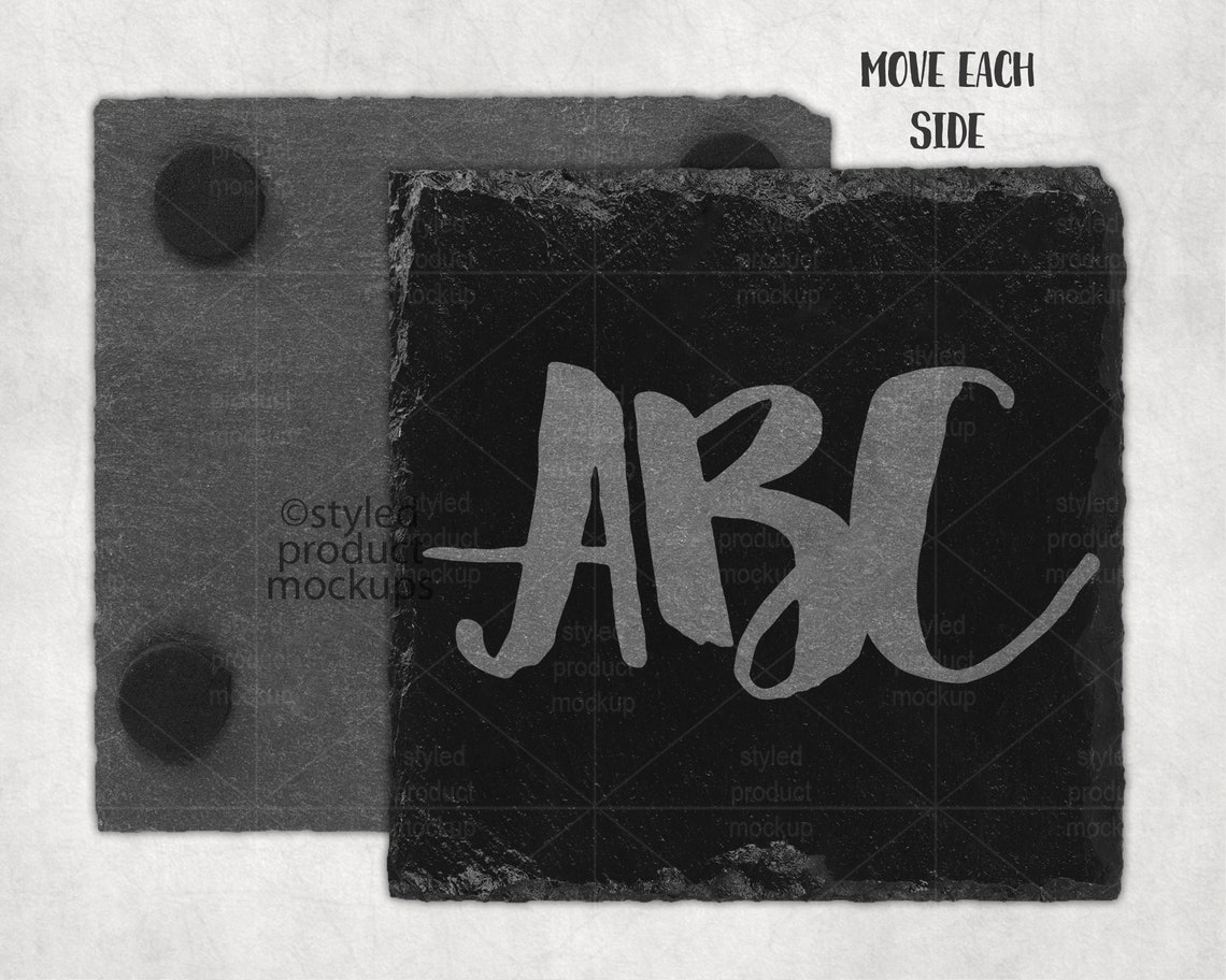Square Slate Laser Etched Coaster Mockup | Add Your Own Image and ...