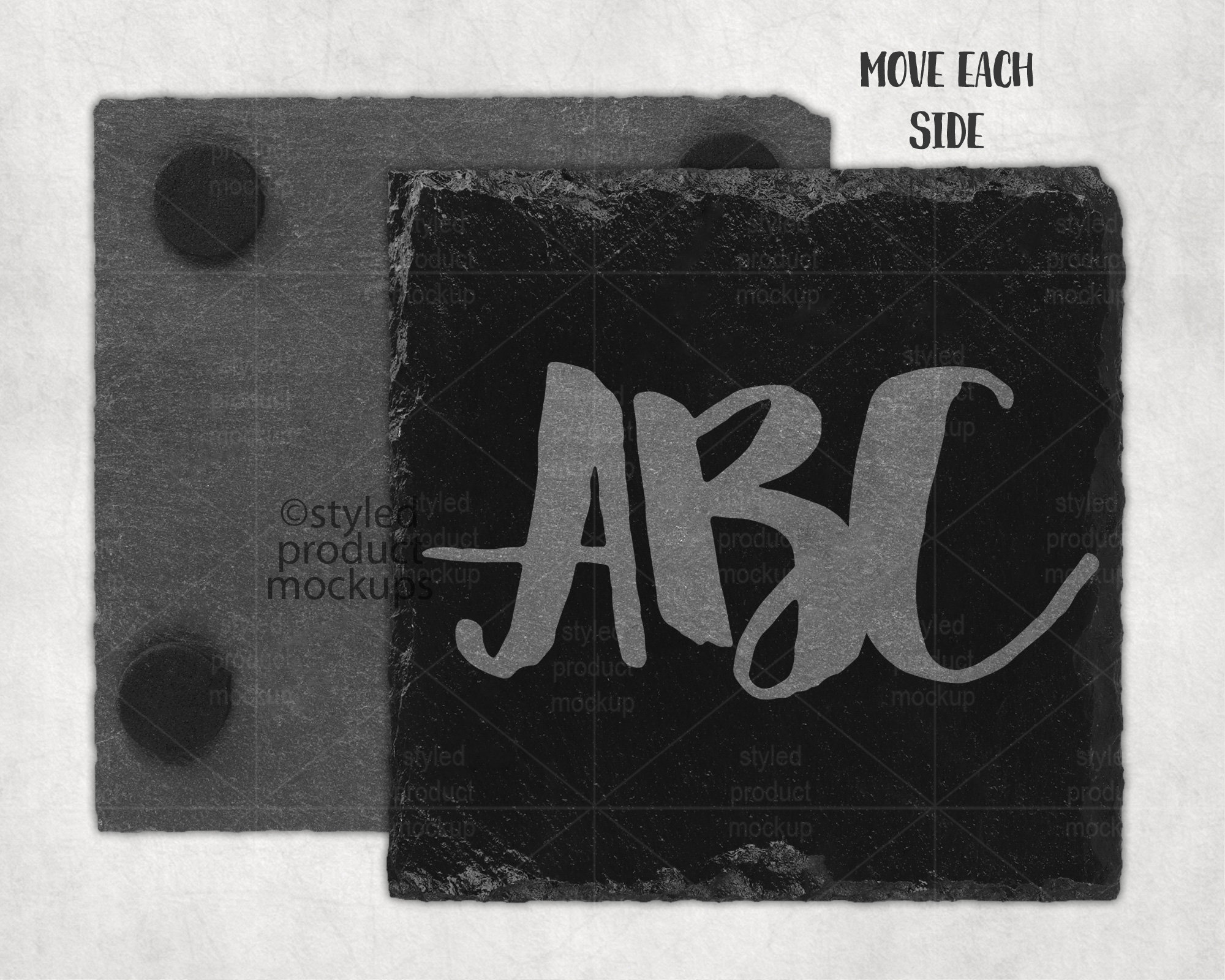 Square Slate Laser Etched Coaster Mockup | Add Your Own Image and ...