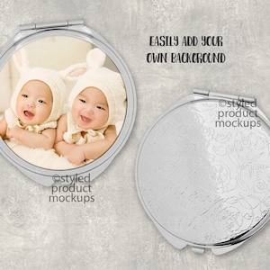 Round Compact Mirror Mockup Template | Add Your Own Image and ...