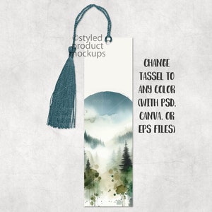 Rectangle 2 X 7 Inch Bookmark With Tassel Mockup | Add Your Own Image ...