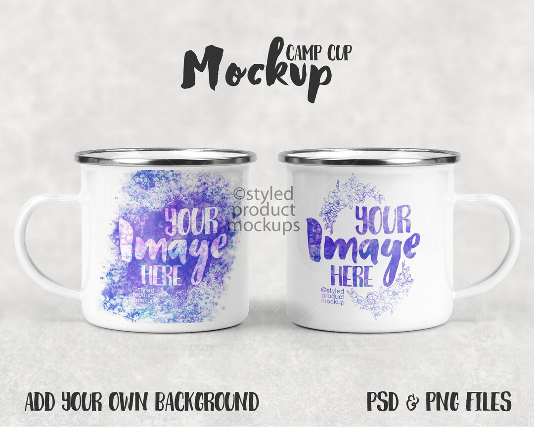Dye Sublimation White Camp Cup Two Side View Mockup - Etsy