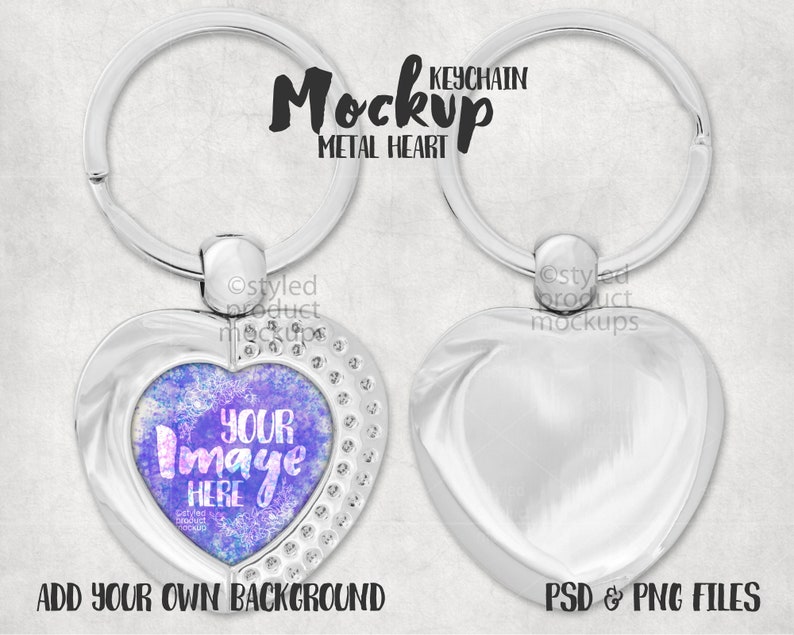 Dye Sublimation Heart Shaped Metal Keychain Mockup Template | Etsy