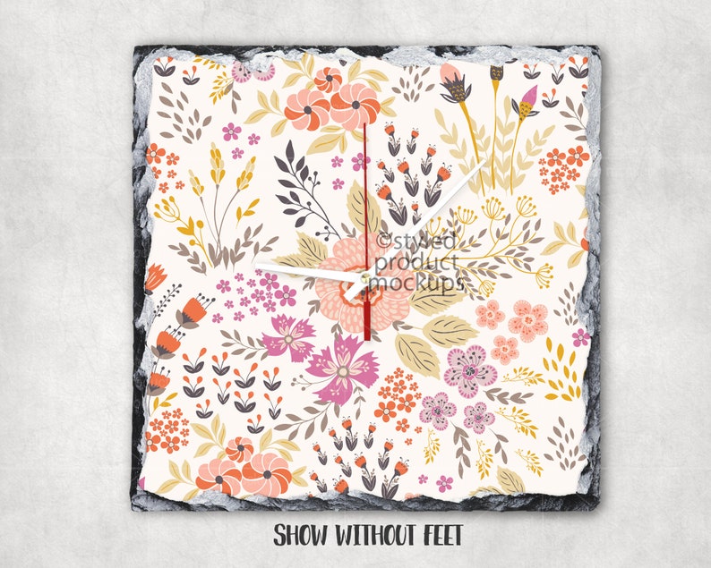 Dye Sublimation Square Slate Clock Mockup Add Your Own Image - Etsy