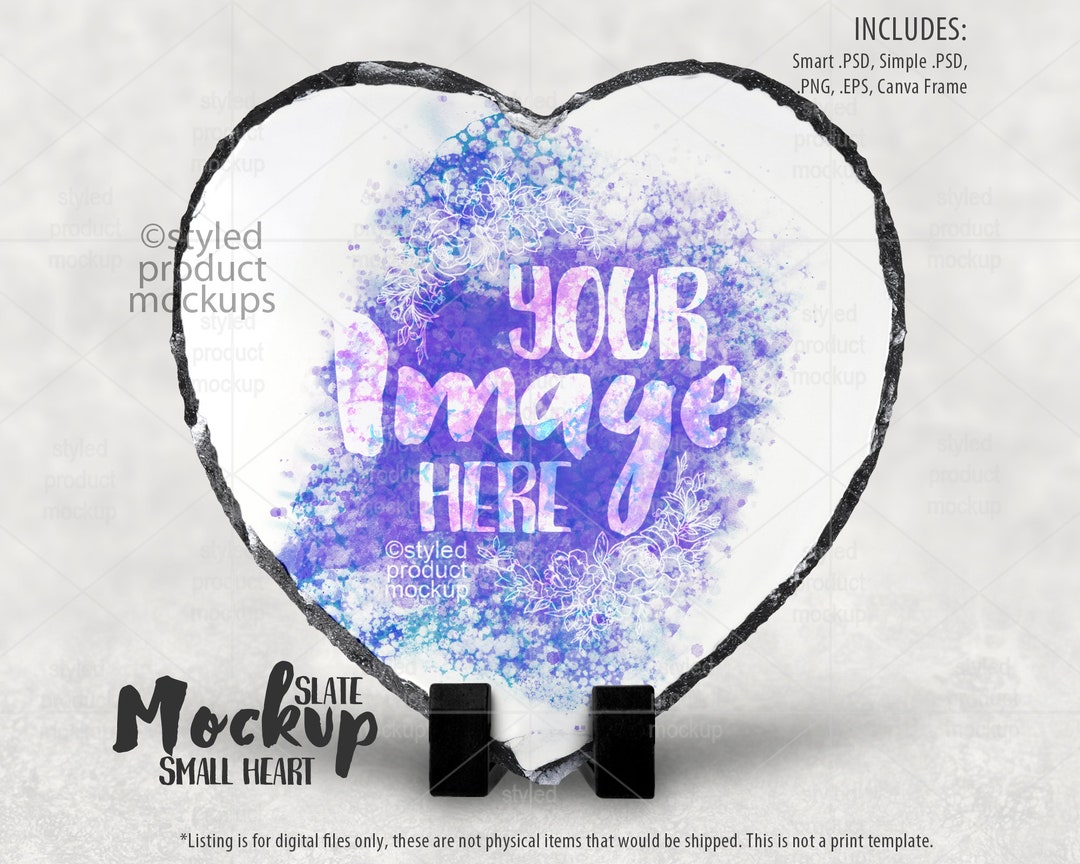 Heart Shaped Photo Slate Mockup | Add Your Own Image and Background ...