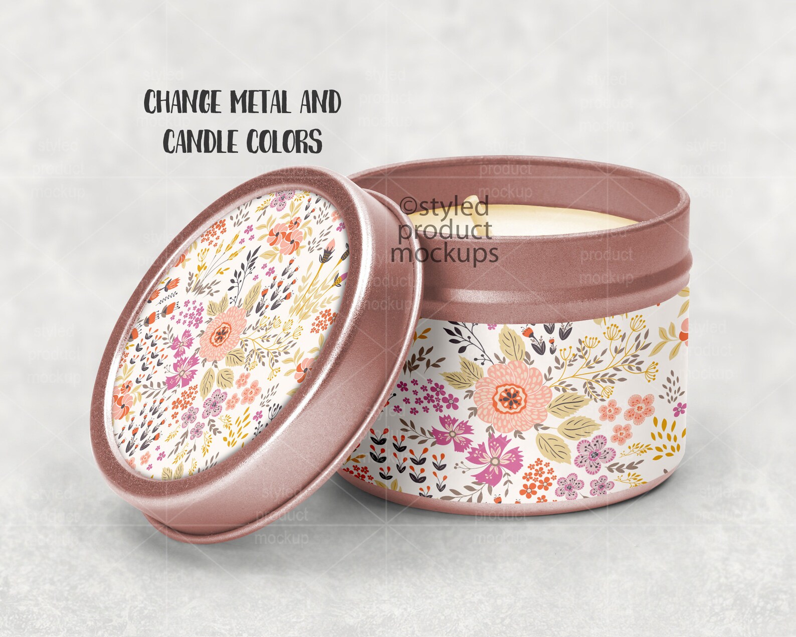 Dye Sublimation Metal Candle With Lid and Label Mockup Add | Etsy