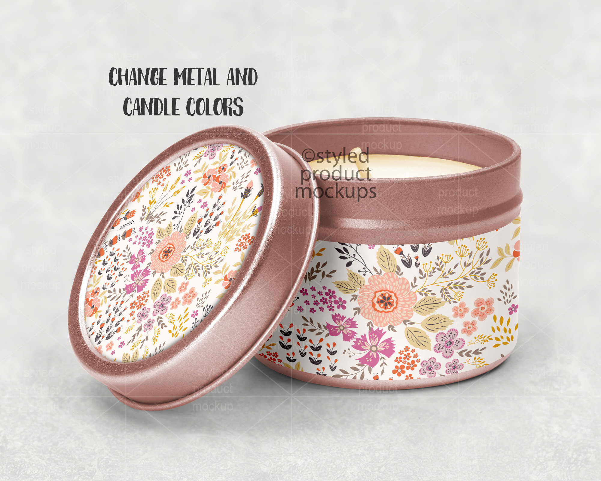 Dye Sublimation Metal Candle With Lid and Label Mockup Add - Etsy