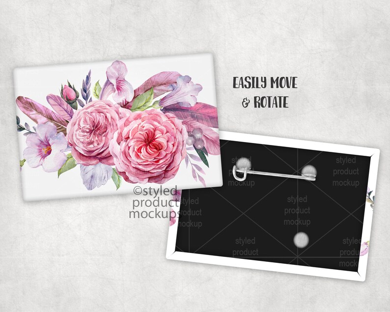 Rectangle Shaped 2X3 Inch Horizontal Pinback Button Mockup - Etsy