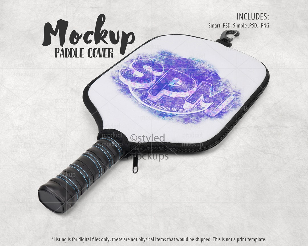 Dye Sublimation Pickleball Paddle Cover Mockup Angled View | Add Your ...