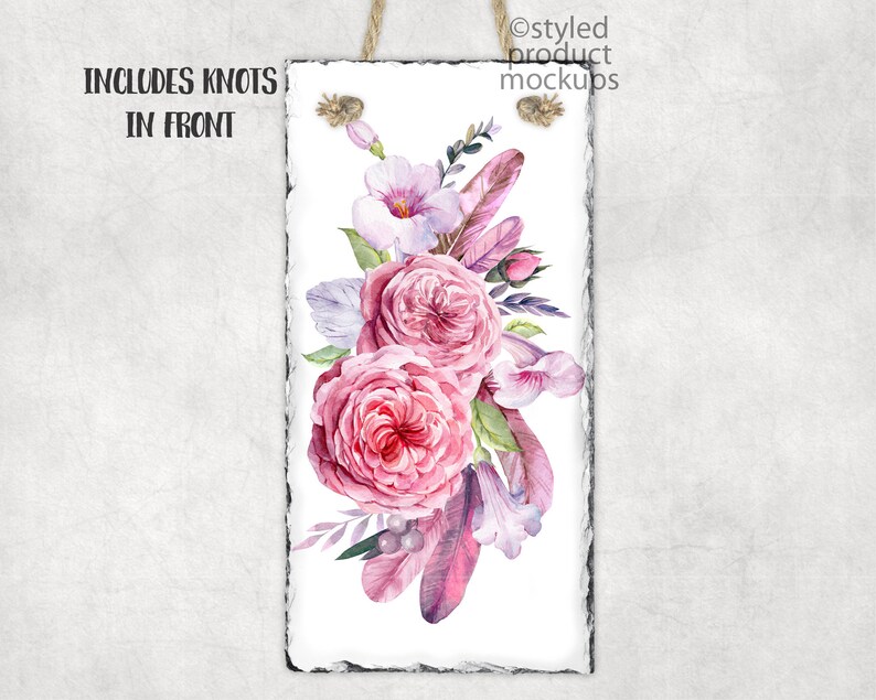 Dye Sublimation Rectangle Hanging Slate Mockup | Add Your Own Image and ...