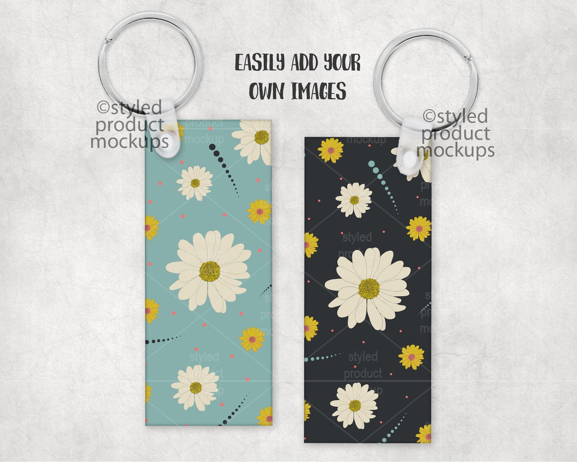 Dye Sublimation Thin Rectangle Shaped Keychain Mockup Add | Etsy