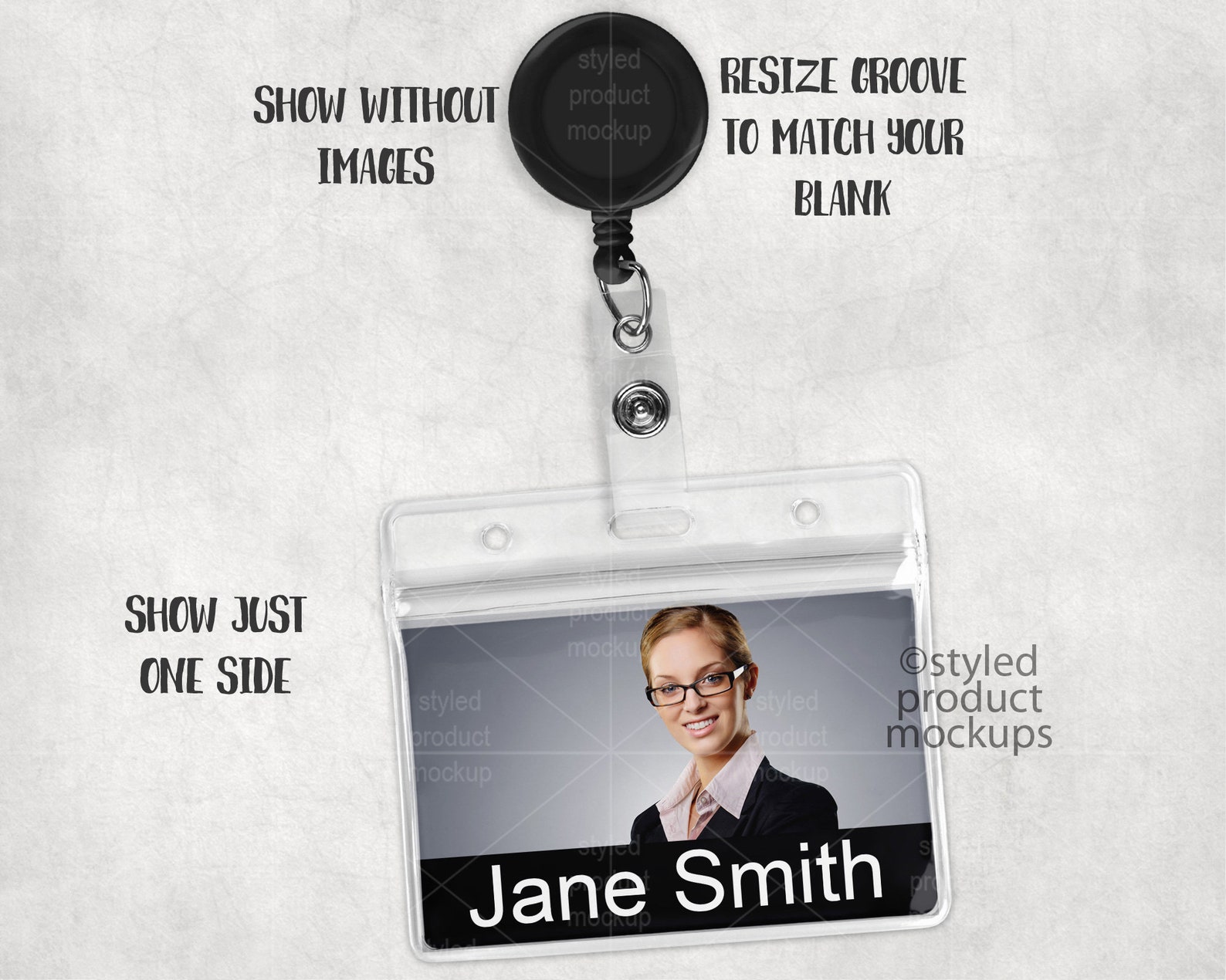 Plastic ID Pouch With Badge Reel Horizontal Mockup Add Your - Etsy