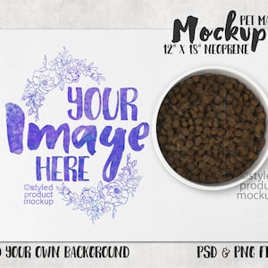 Dye Sublimation 12” X 18” Neoprene Pet Bowl Mat Mockup | Add Your Own ...