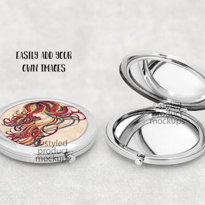 Dye Sublimation Round Metal Compact Mirror Mockup | Add Your Own Image ...