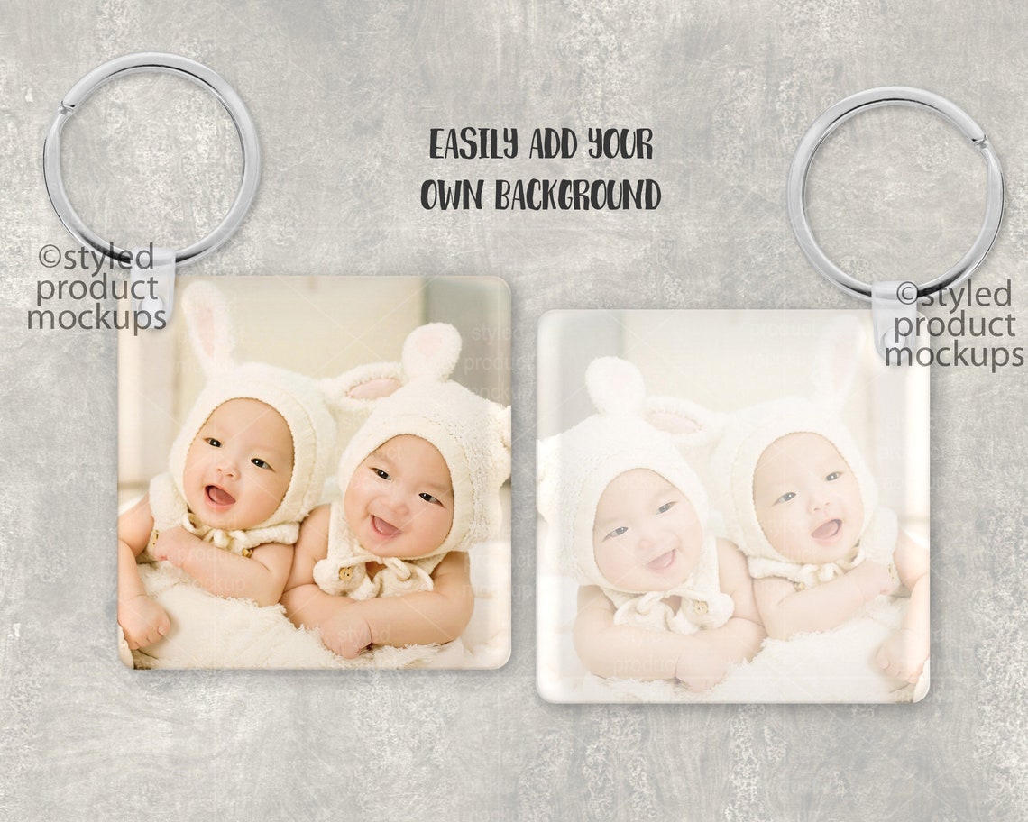 Dye Sublimation Square Acrylic Keychain Mockup | Add Your Own Image and ...