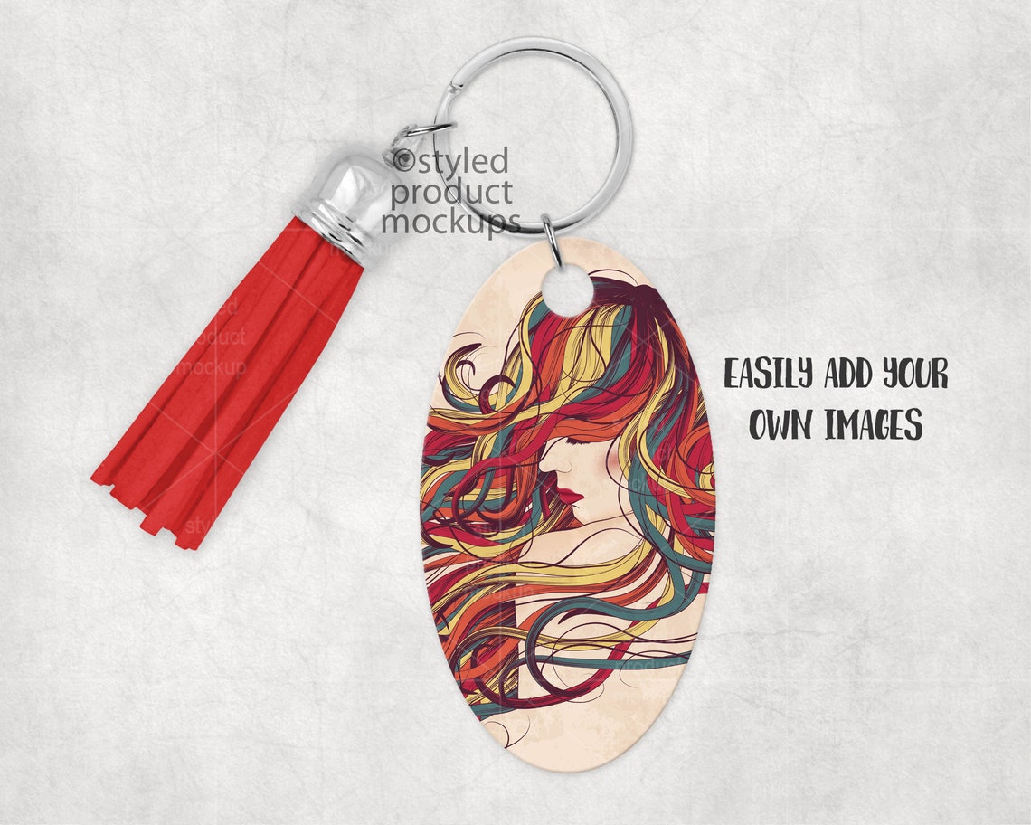 Dye Sublimation Oval Keychain With Tassel Mockup Add Your - Etsy