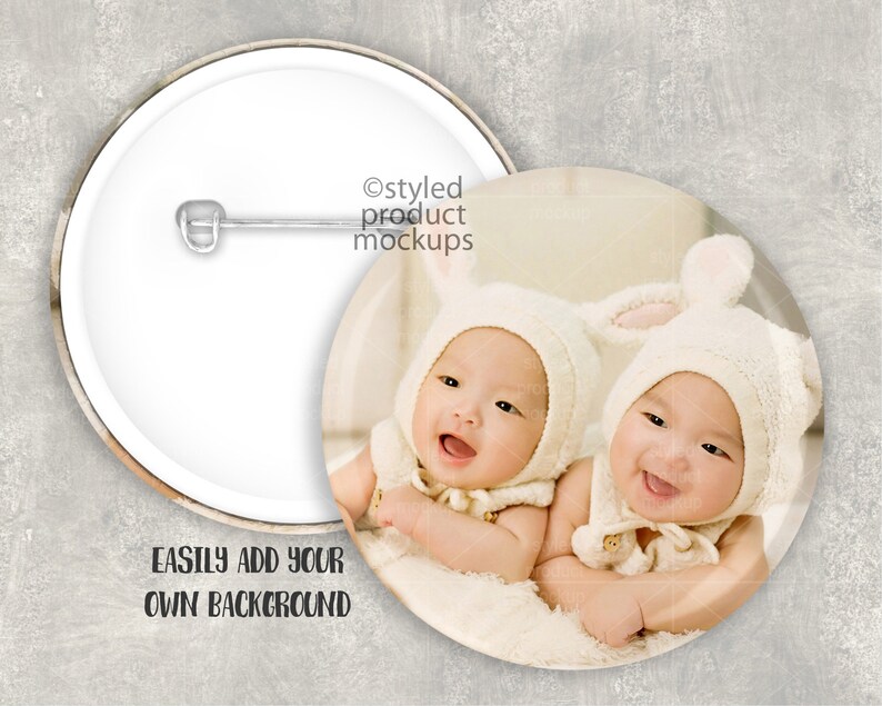 Plastic Back Round Pinback Button Mockup Add Your Own Image - Etsy