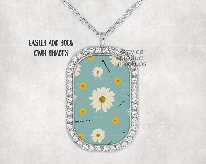 Dye Sublimation Dog Tag Shaped Bling Rhinestone Necklace - Etsy