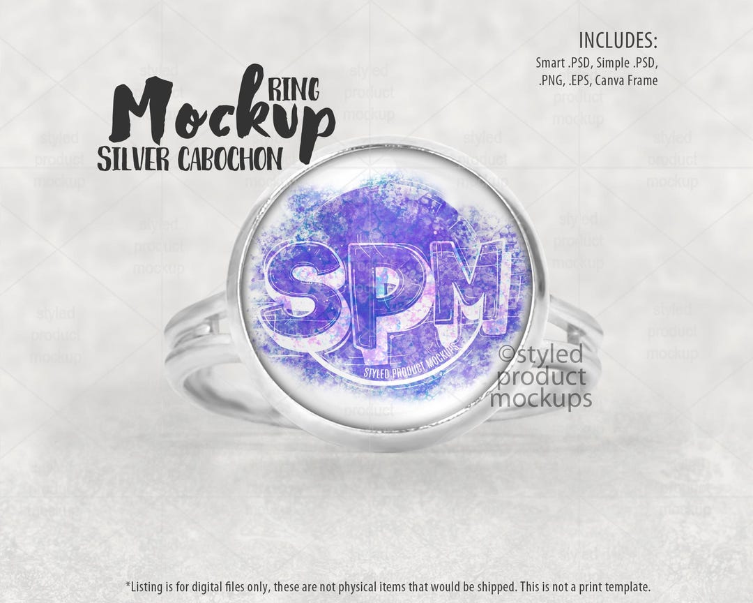 Silver Ring With Glass Cabochon Mockup Template | Add Your Own Image ...