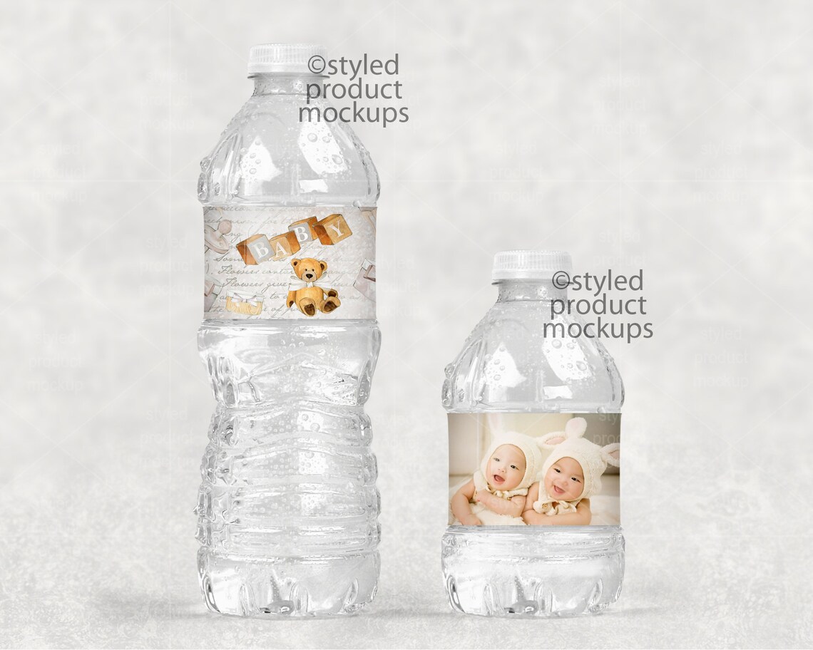 Party Favor Water Bottle Labels Large and Small Mockup Add - Etsy