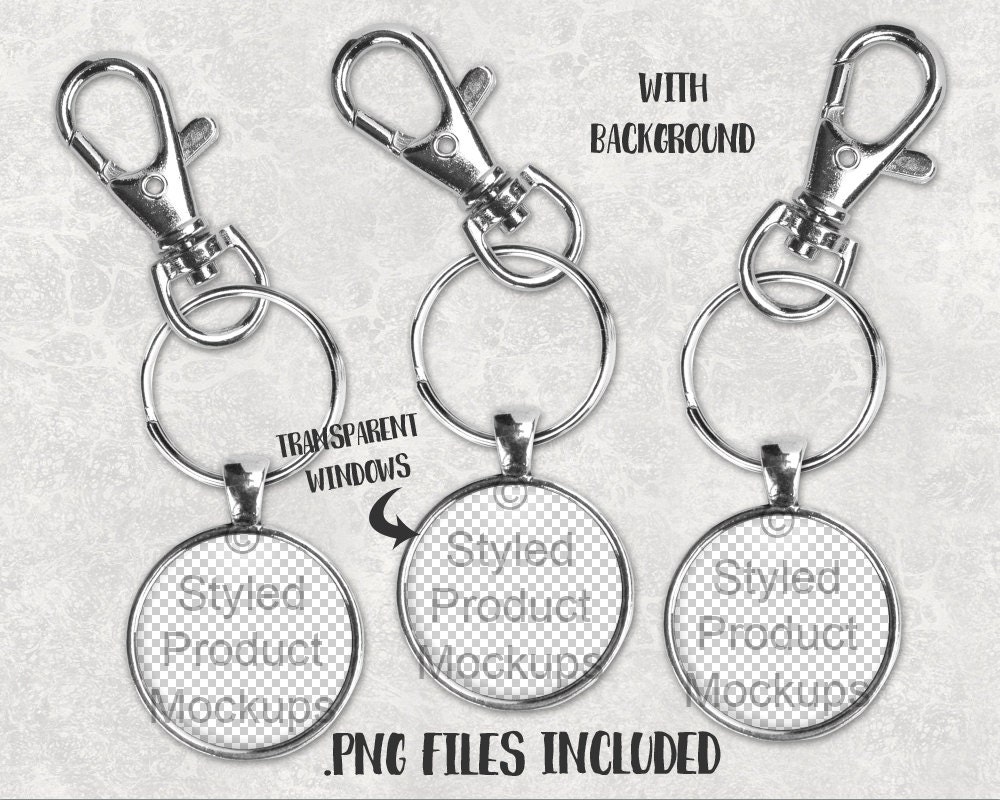Round Bezel Setting Key Chain Mockup Template Key Chain | Etsy