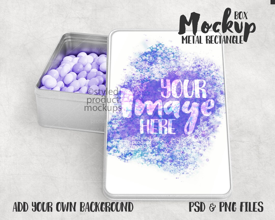 Dye Sublimation Rectangle Metal Tin Box Mockup | Add Your Own Image and ...