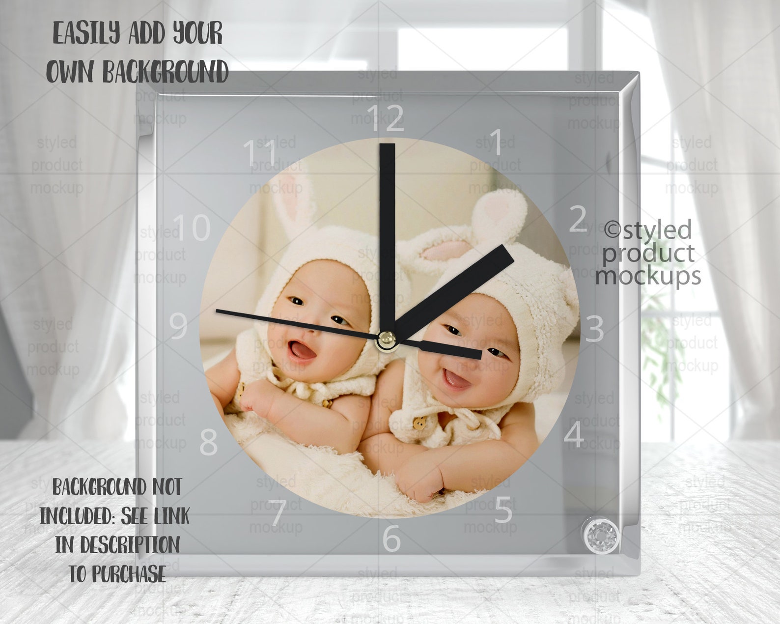 Dye Sublimation Square Glass Mirror Clock Mockup Add Your - Etsy