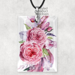 Dye Sublimation Rectangle Shaped Crystal Pendant Mockup Template | Add ...