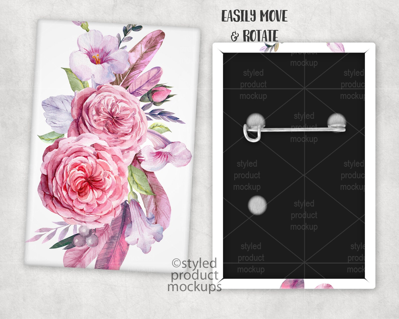 Rectangle Shaped 2X3 Inch Vertical Pinback Button Mockup Add - Etsy