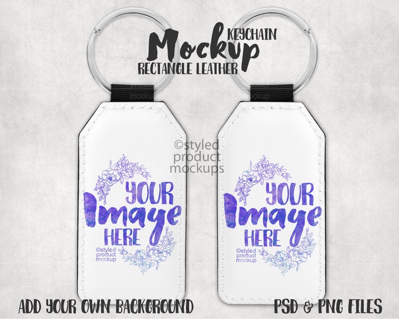 Dye Sublimation PU Leather Rectangle Keychain Mockup Add - Etsy
