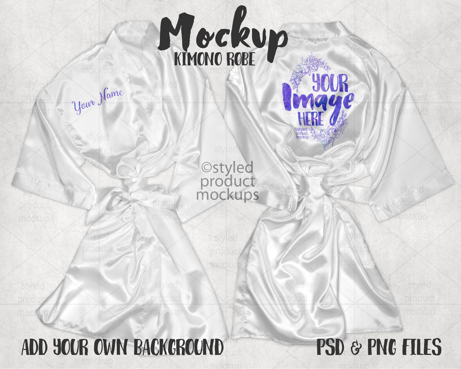 Satin Kimono Robe Mockup Add Your Own Image and Background - Etsy